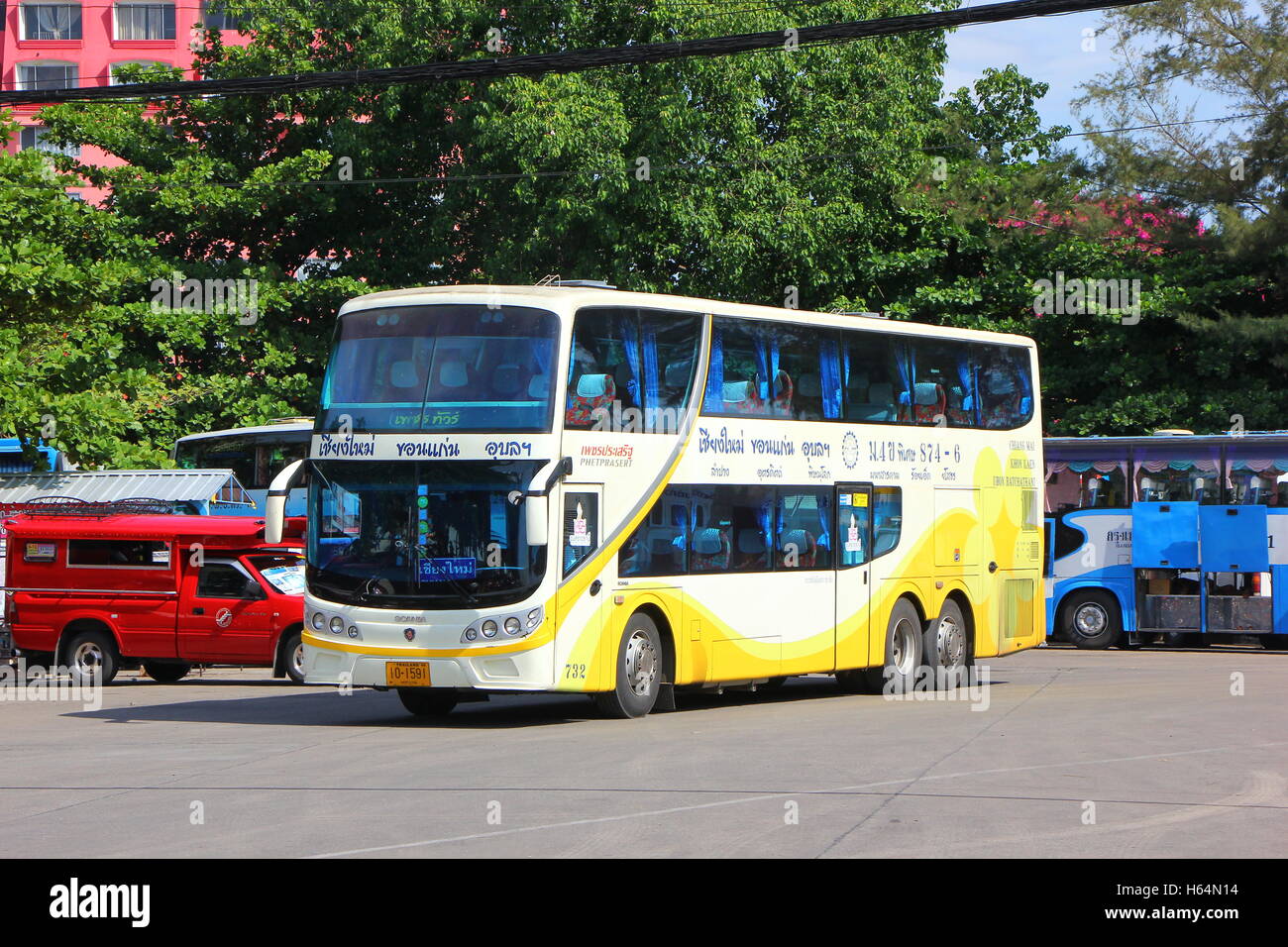 CHIANGMAI, THAILAND -MAY 13 2014: Scania bus of Phetprasert tour ...