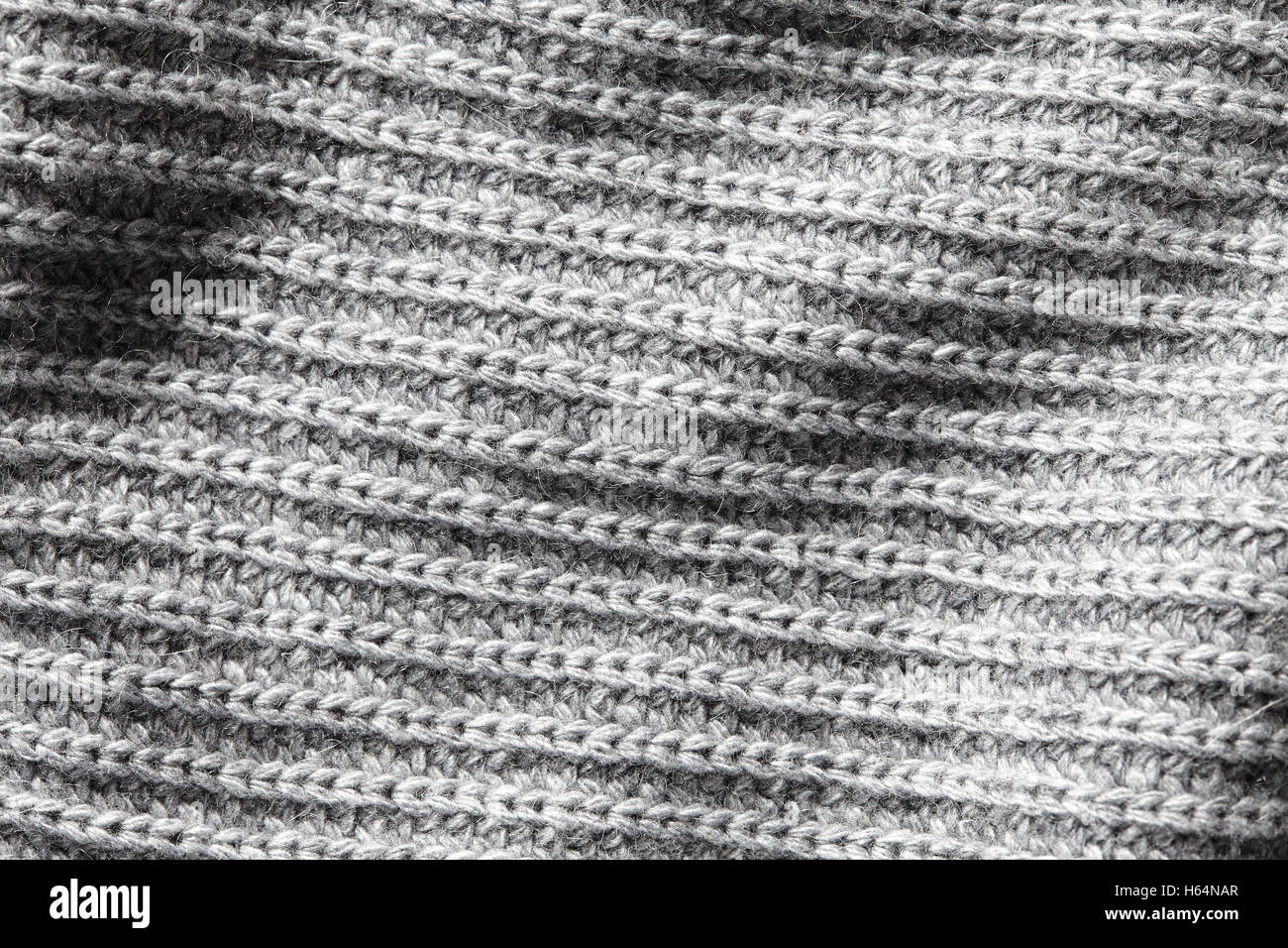 Close up detail of knitted wool. Grey knitting wool texture background ...