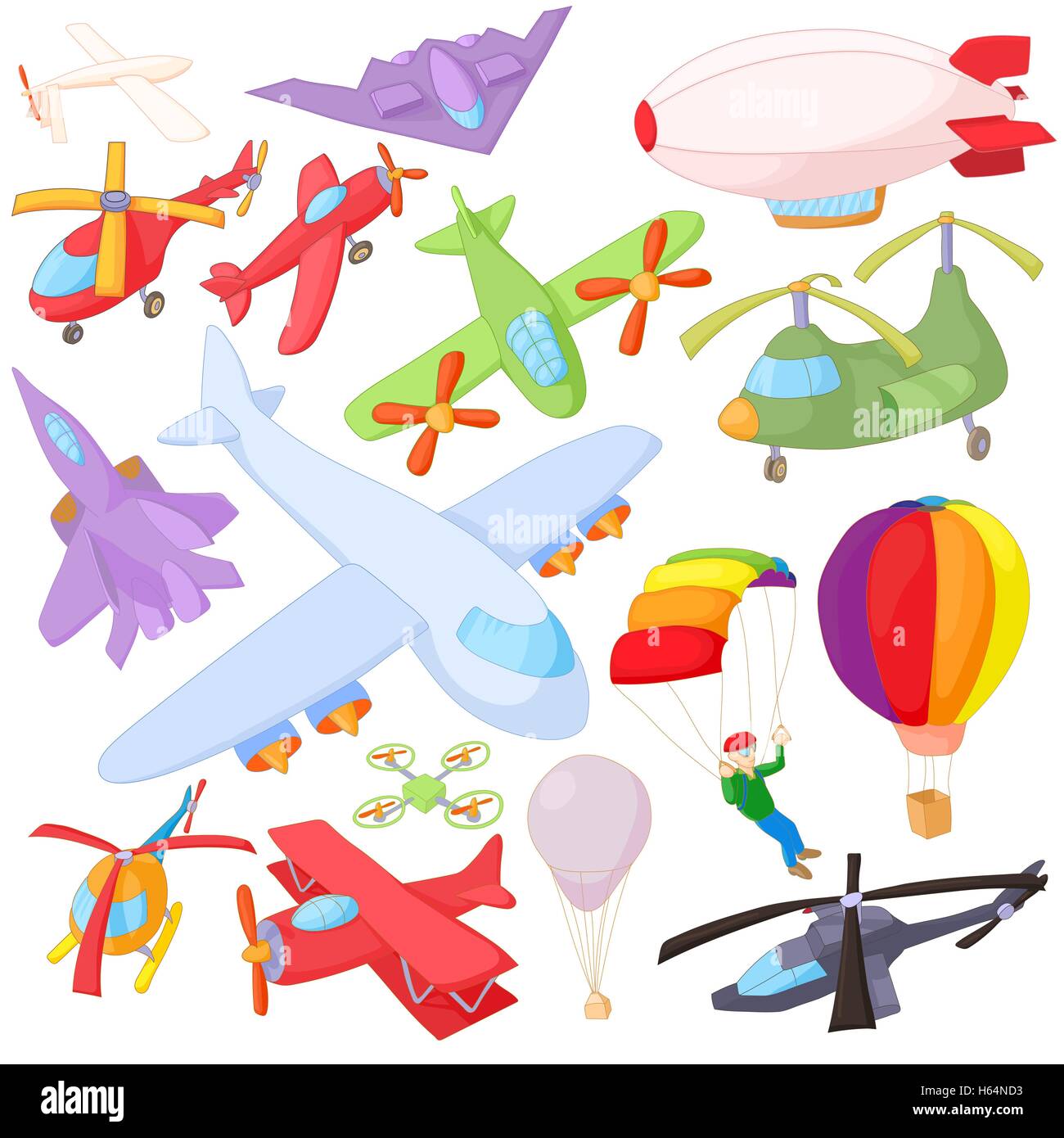 Aviation Icon Set, cartoon style Stock Vector Image & Art - Alamy