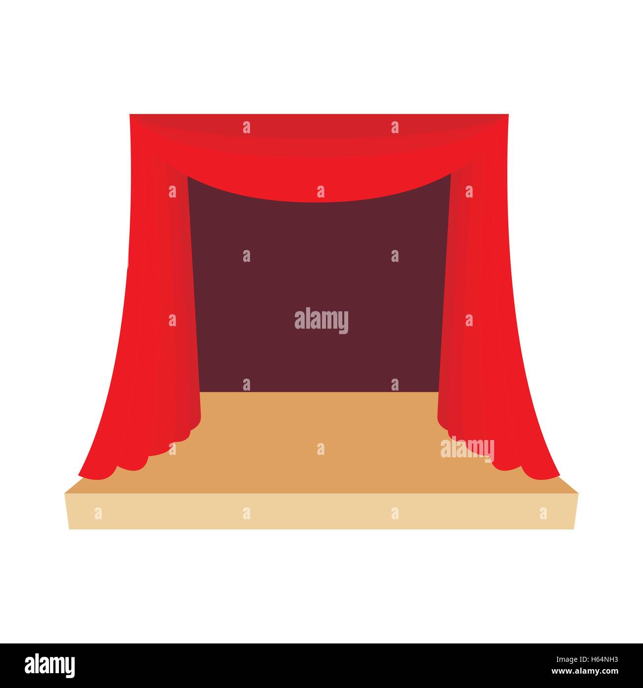 Theater stage with red curtain icon cartoon style Stock Vector Image ...