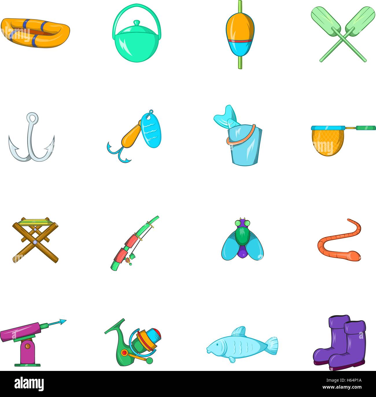 Fishing icons set, cartoon style Stock Vector Image & Art - Alamy
