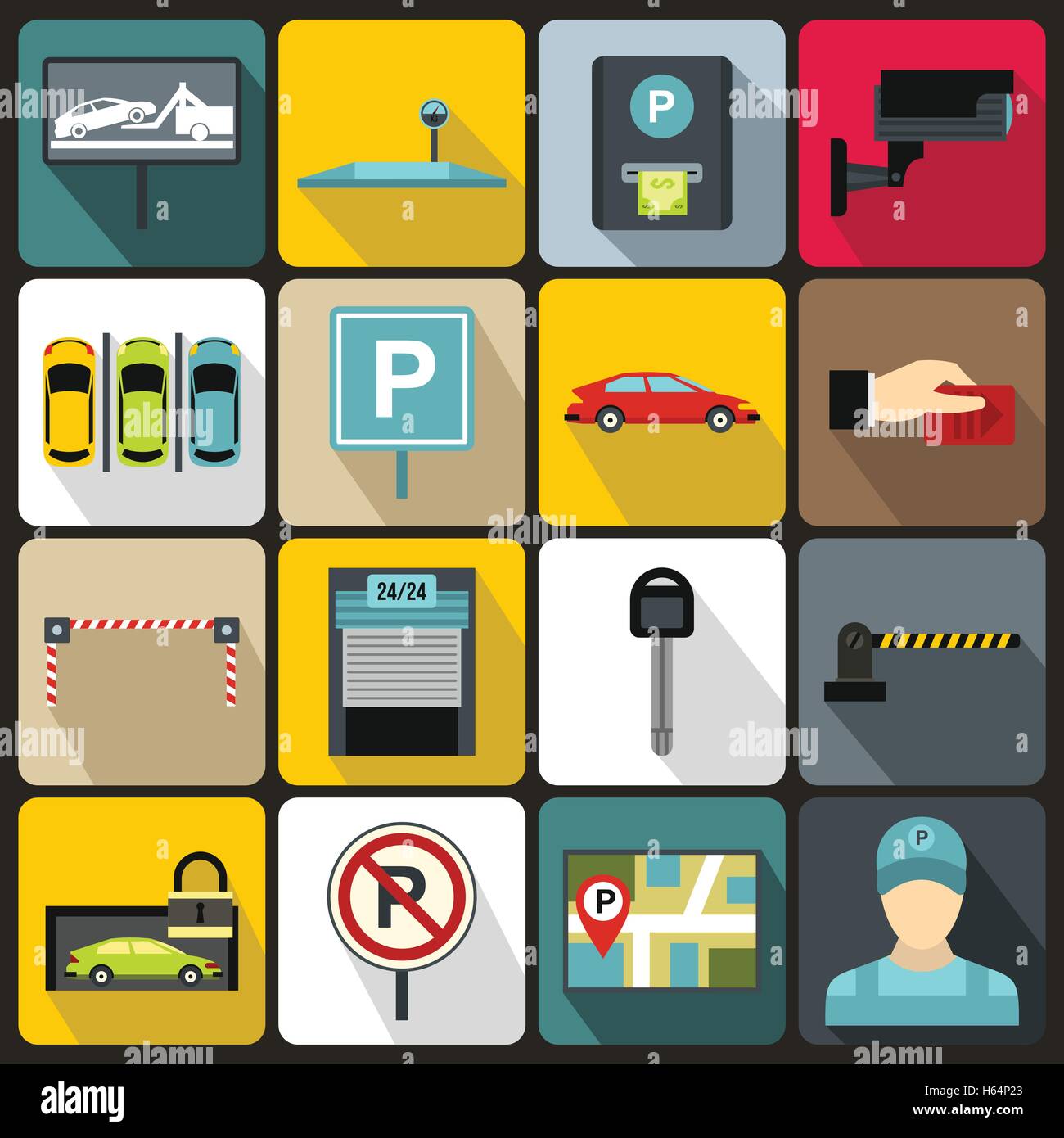 Car parking icons set, flat style Stock Vector Image & Art - Alamy