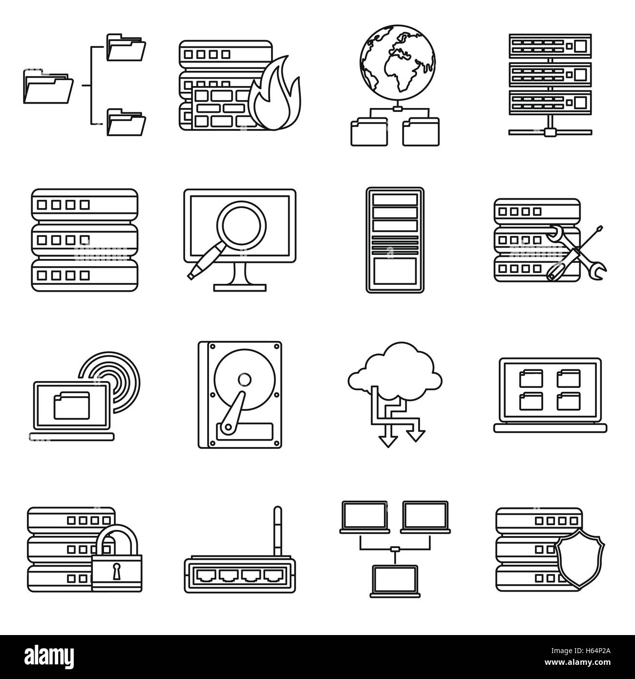 Big data icons set, outline style Stock Vector Image & Art - Alamy