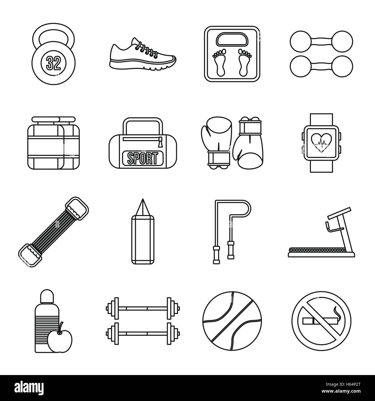 Gym Icons set, outline style Stock Vector Image & Art - Alamy