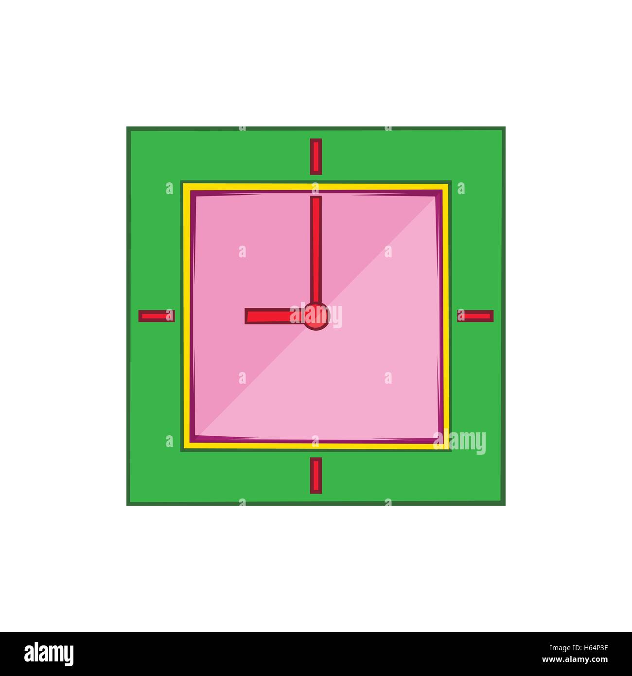 Wall clock with green rim icon, cartoon style Stock Vector Image & Art ...