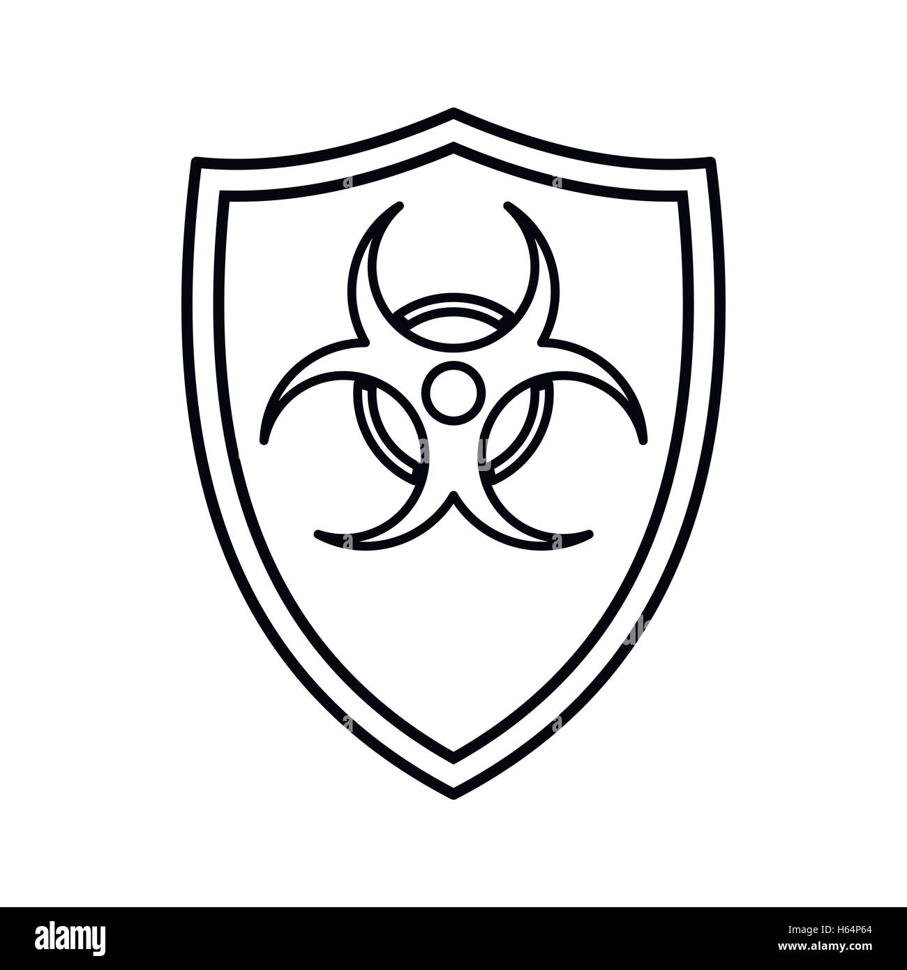 Shield with a biohazard sign icon, outline style Stock Vector Image ...