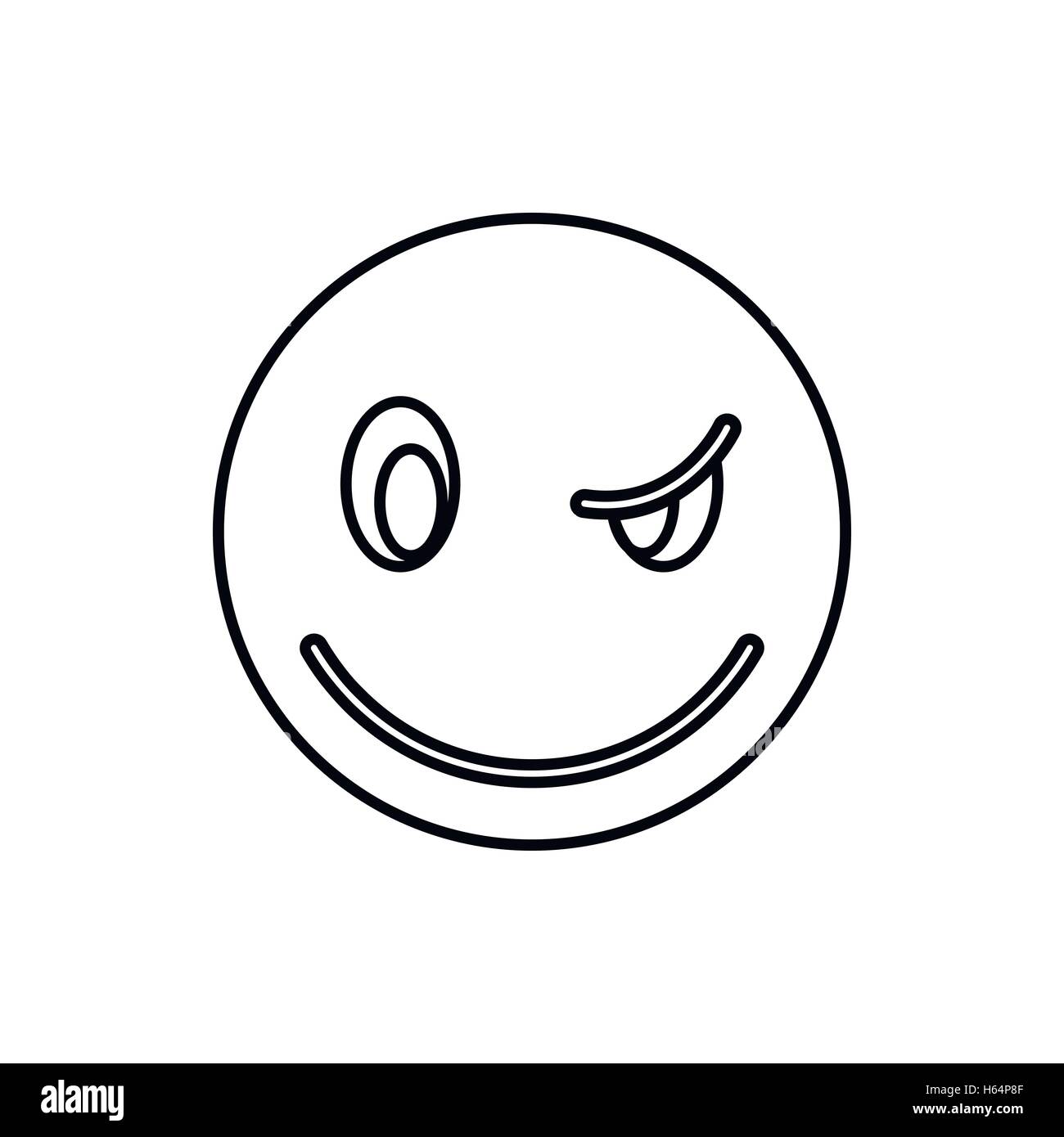 Emoticon wink emoji face Black and White Stock Photos & Images - Alamy