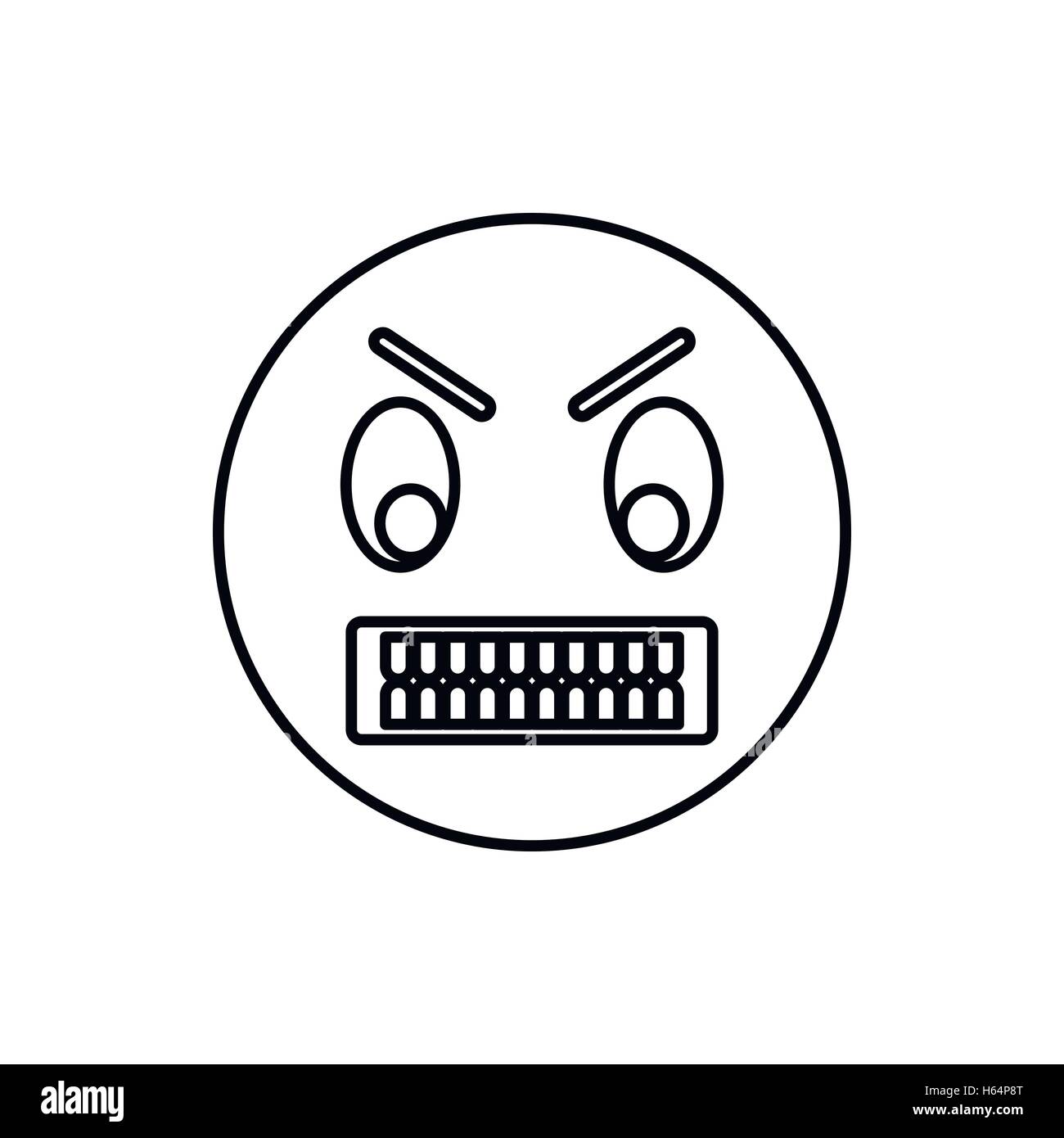 Angry emoticon icon, outline style Stock Vector Image & Art - Alamy