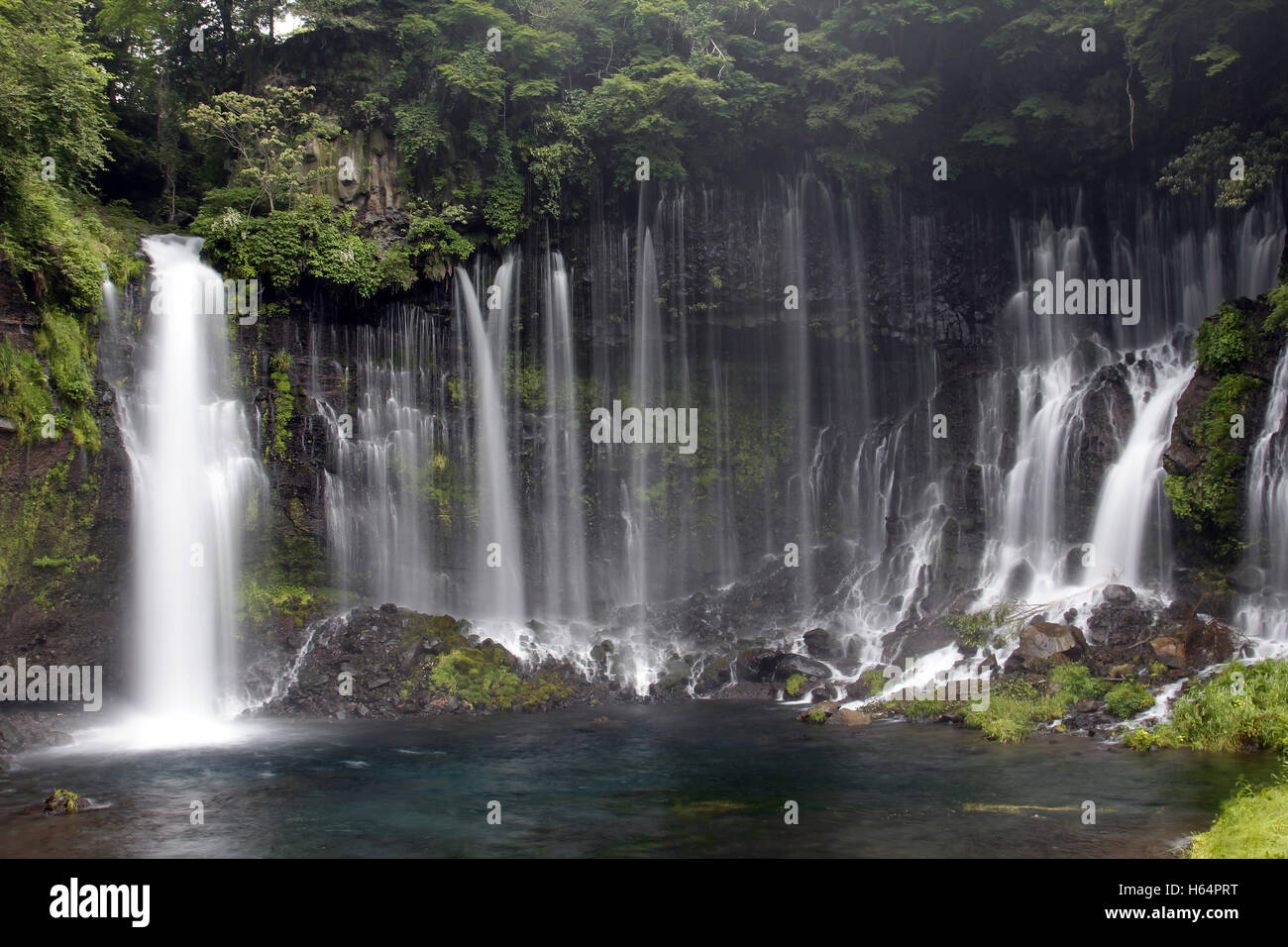 Shiraito Falls (White Thread Waterfalls) close to Fujinomiya city and ...