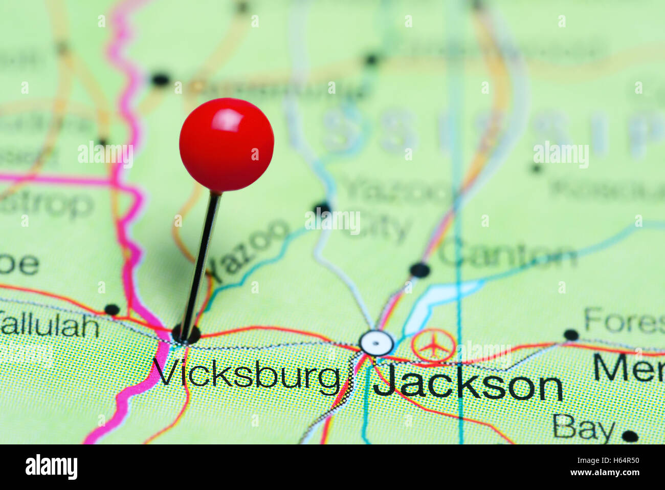 Vicksburg on a map hi-res stock photography and images - Alamy