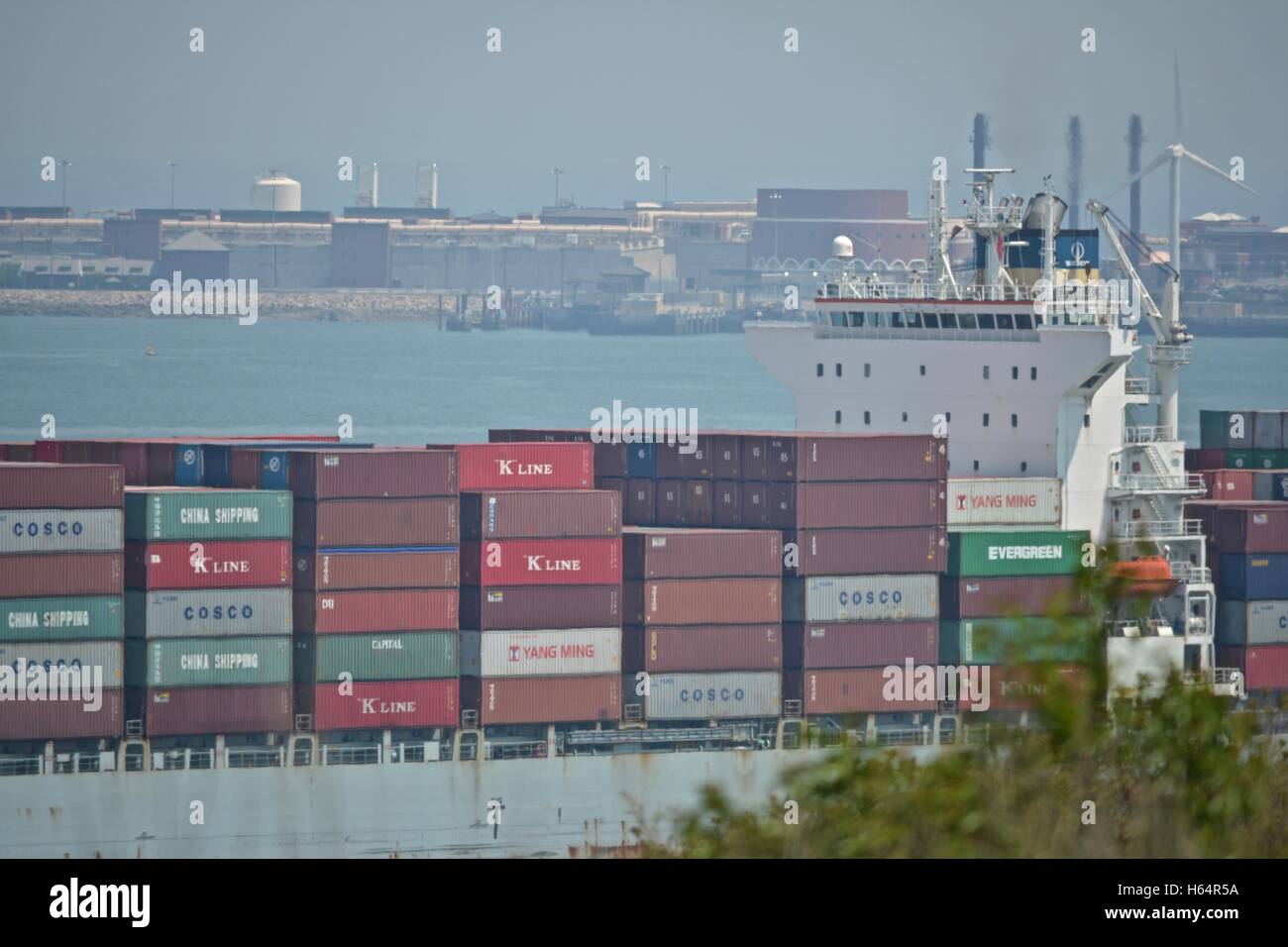 A cargo ship sailing into the Boston Seaport Cargo Terminal in South ...