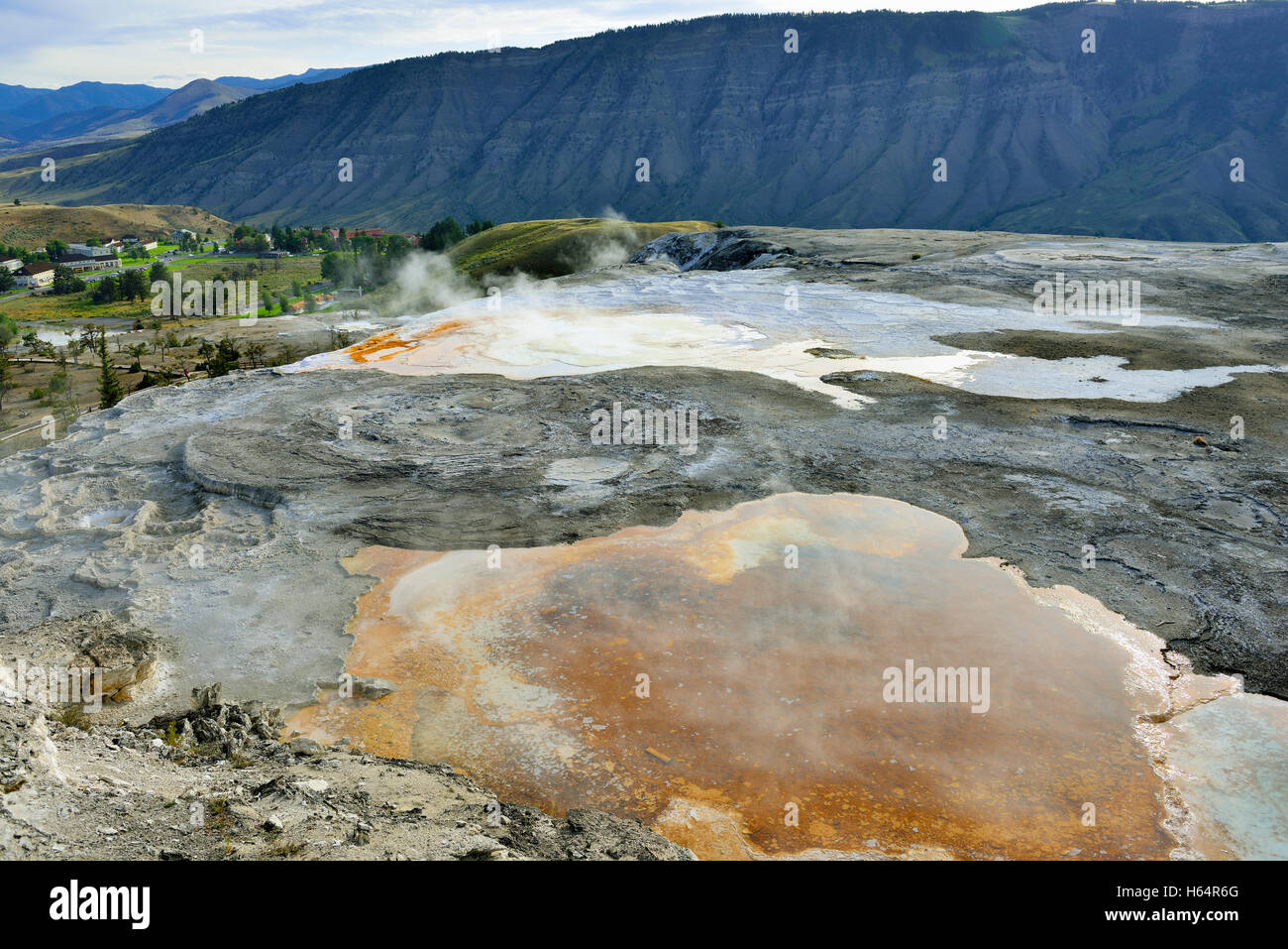 New Blue Spring in Mammoth Hot Springs area of Yellowstone National ...