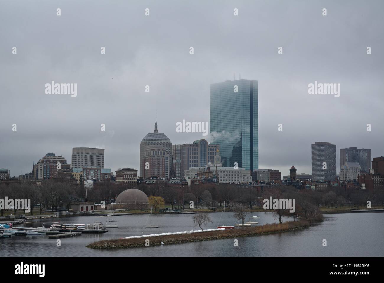 The Boston Back Bay skyline on a misty/foggy day Stock Photo - Alamy