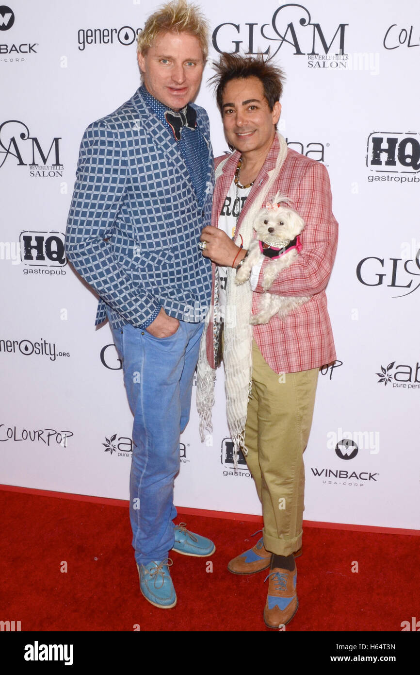 Pol' Atteu and Patrik Simpson arrives at the GLAM Beverly Hills Salon ...