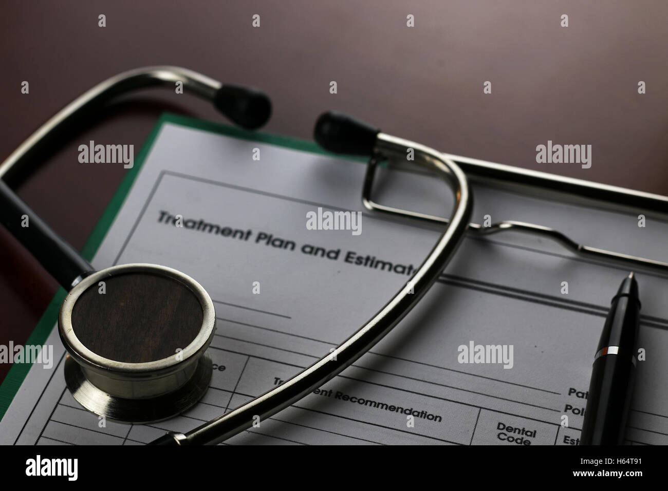 stethoscope medical documents pen Stock Photo - Alamy