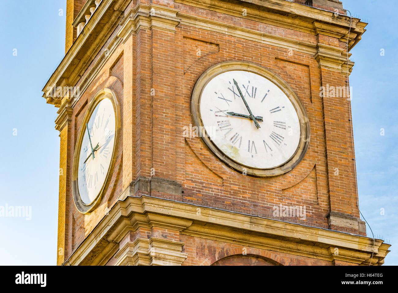 historic clock tower in Italian village Stock Photo - Alamy