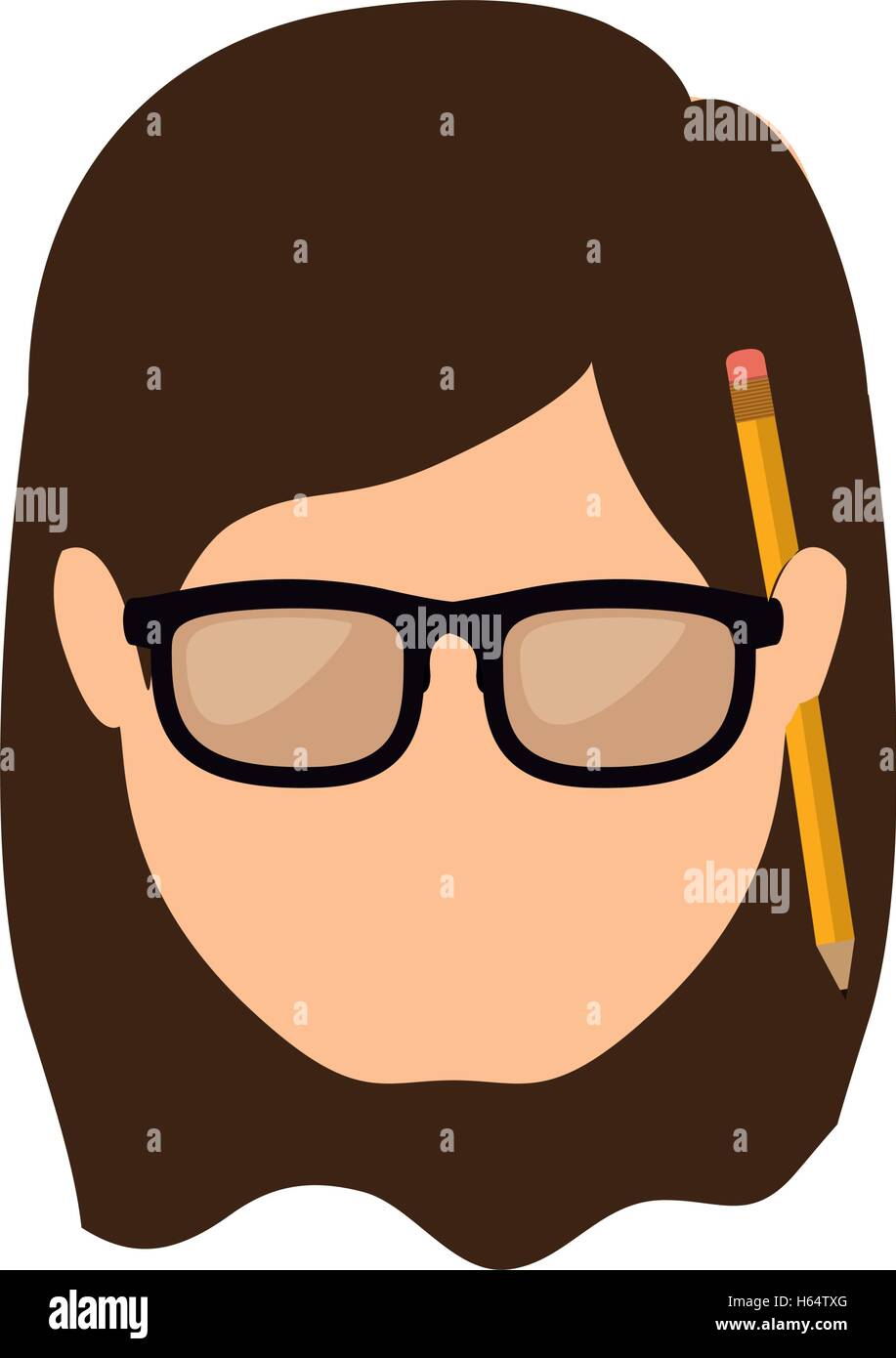 front face woman with brown short hair Stock Vector Image & Art - Alamy