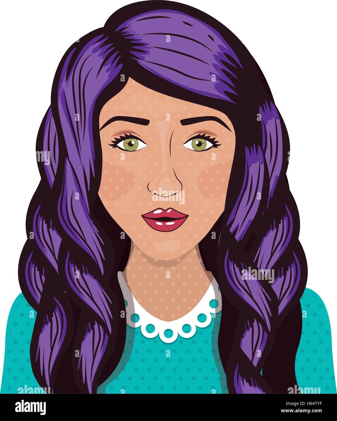 front face woman with wavy purple hair Stock Vector Image & Art - Alamy