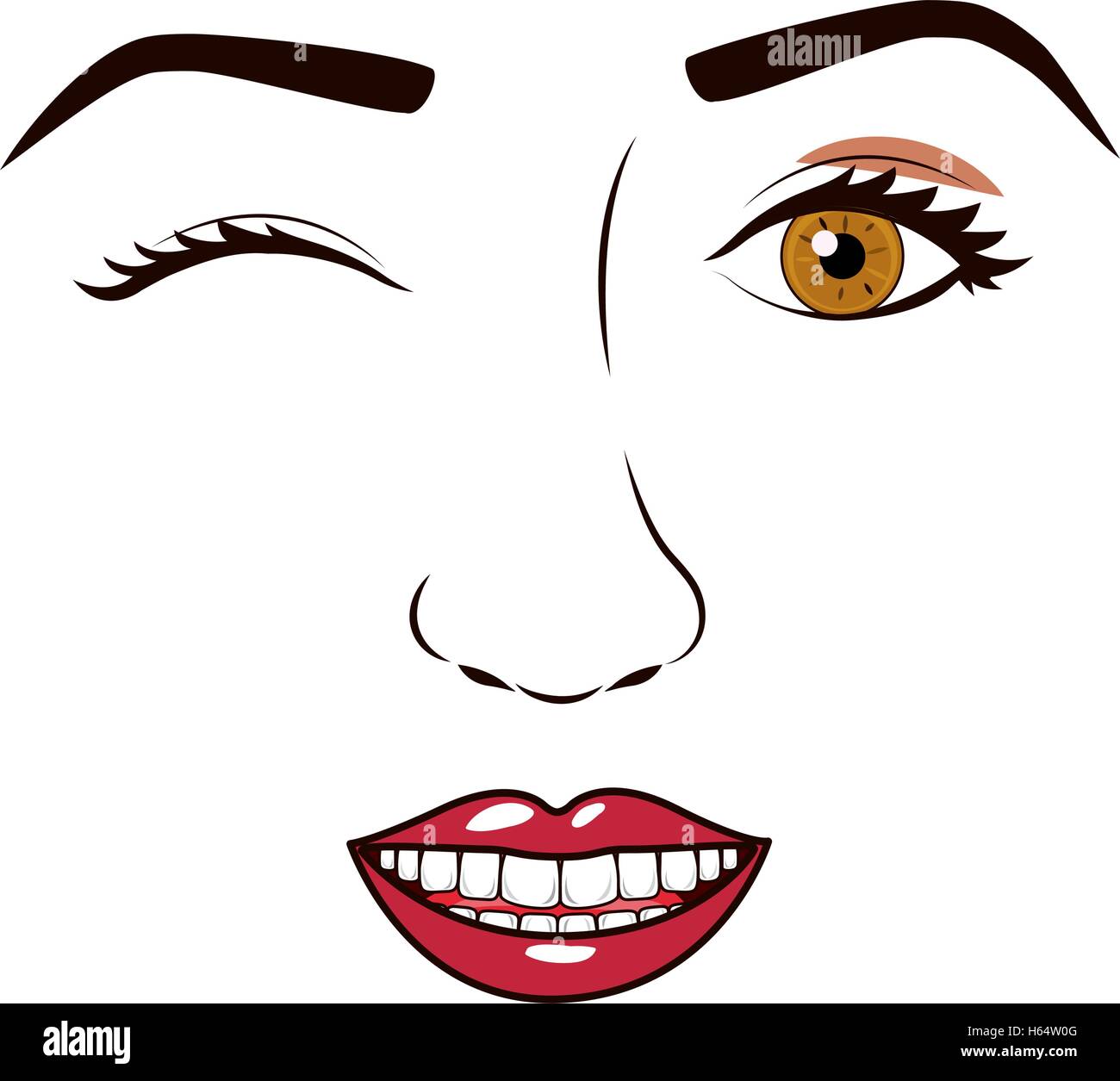 Woman Wink Close Up Stock Vector Images Alamy