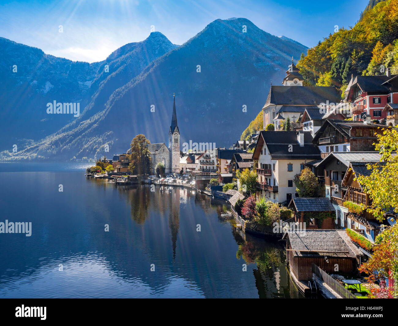 The village of Hallstatt, Lake Hallstatt, UNESCO World Heritage Hallstatt-Dachstein ...