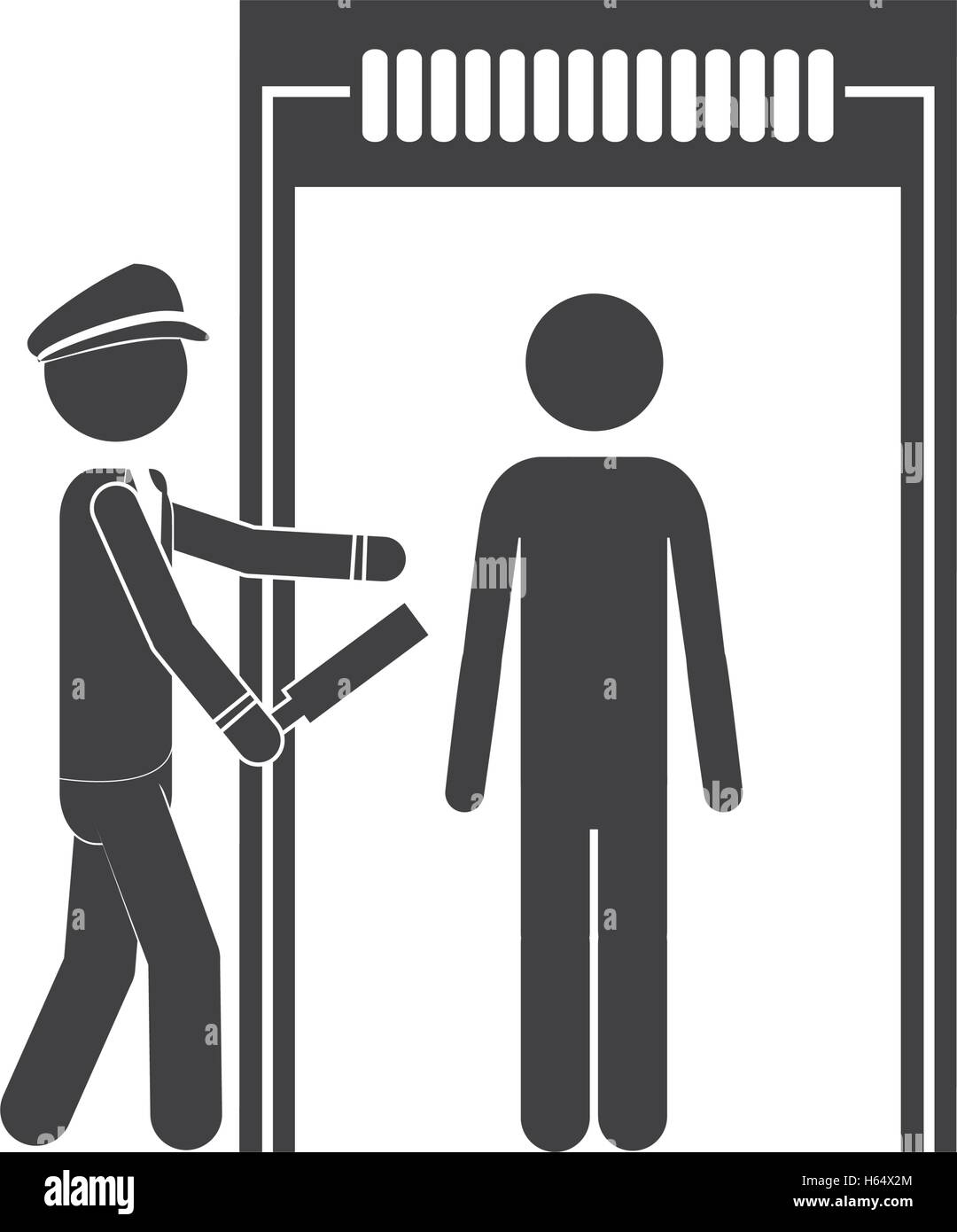 silhouette with officer and person scanner Stock Vector Image & Art - Alamy