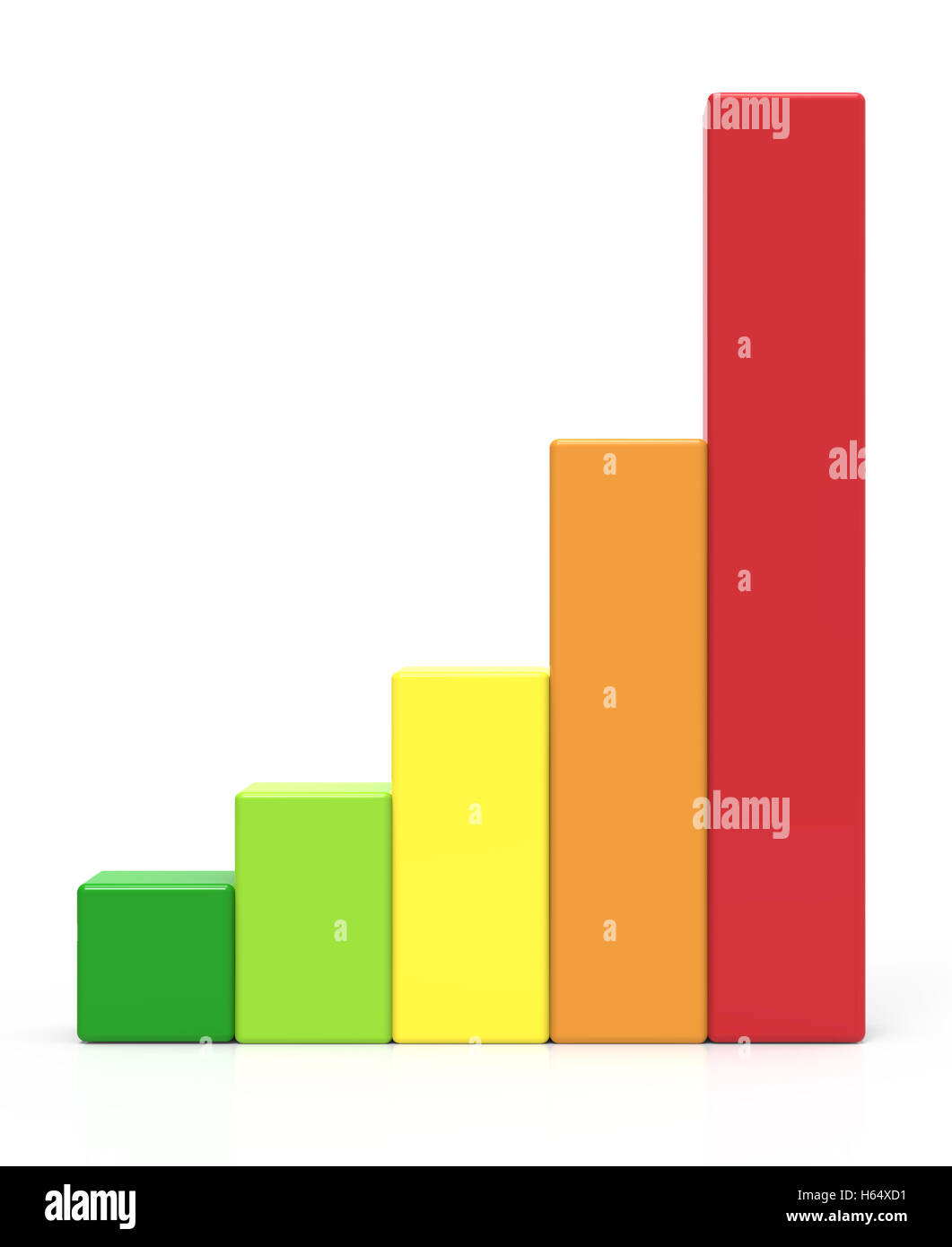 3d rendering five colored bar chart, isolated white background Stock ...