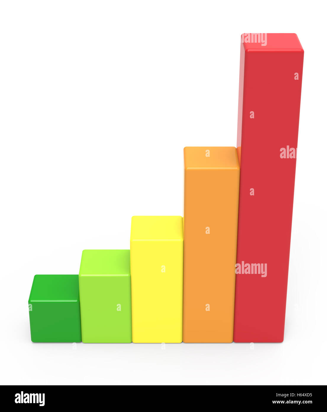 3d rendering five colored bar chart, isolated white background Stock ...