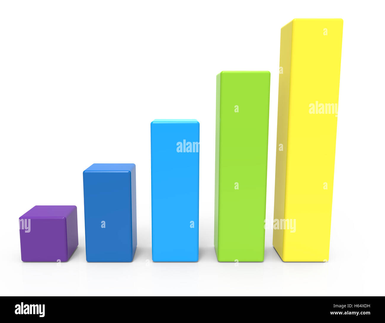 3d rendering five colored bar chart, isolated white background Stock ...