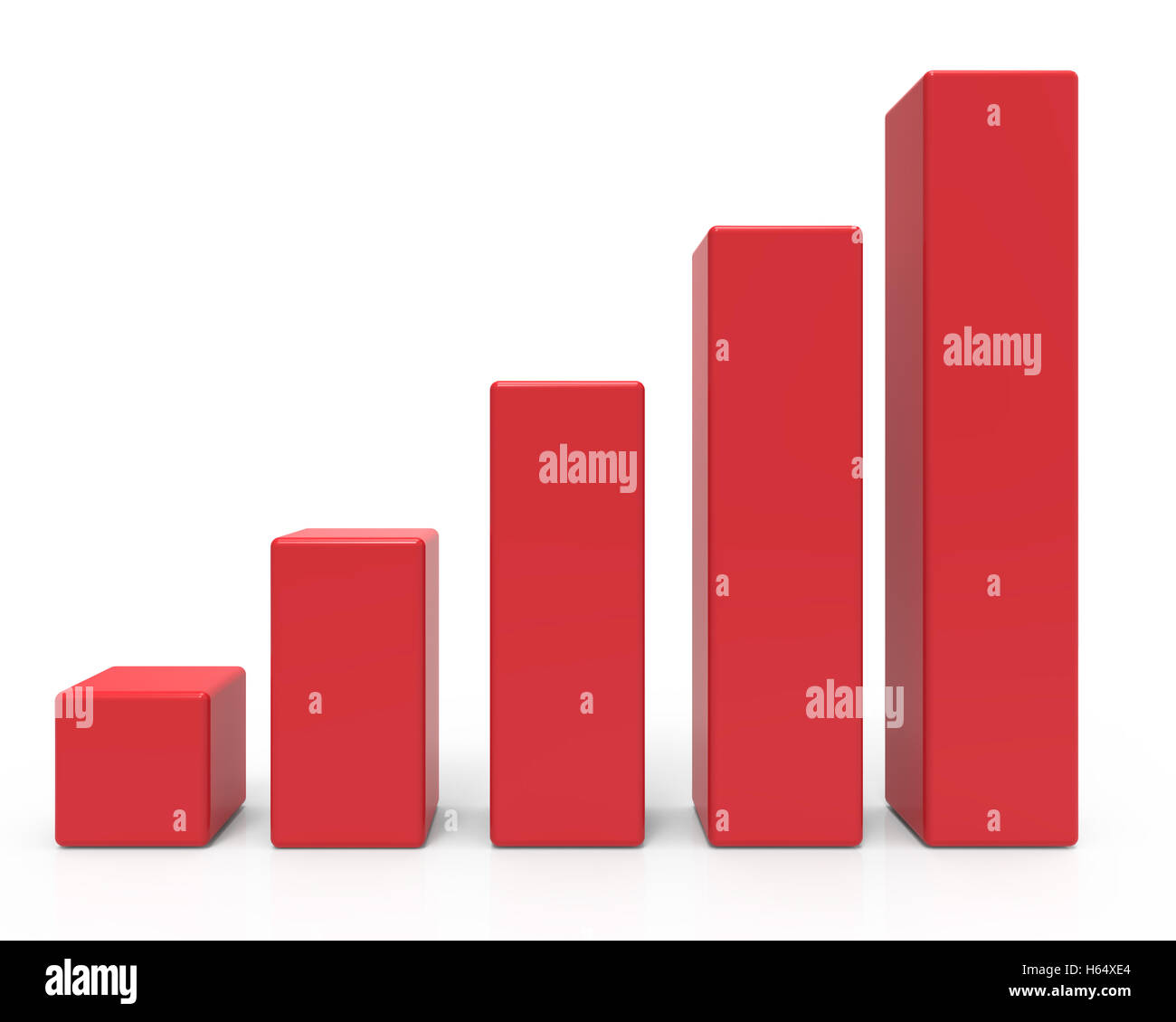 3d rendering red colored bar chart, isolated white background Stock ...