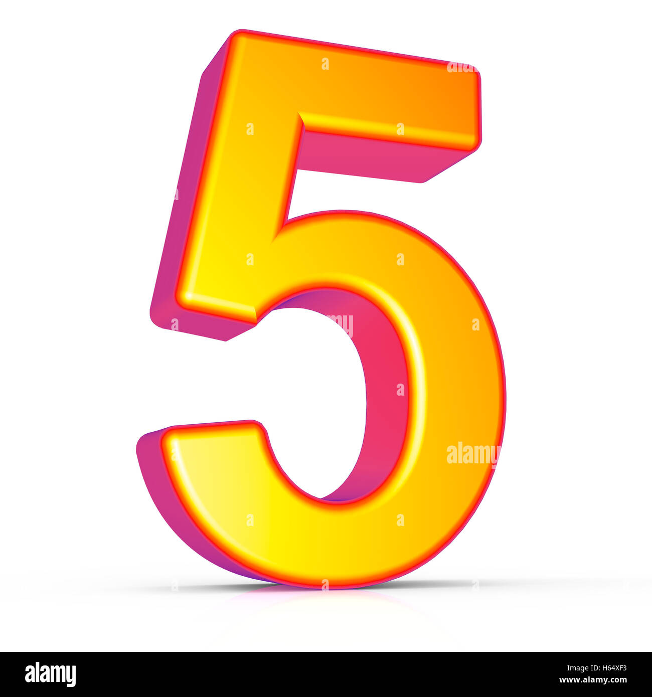 3d rendering golden number 5 isolated on white background, 3d ...