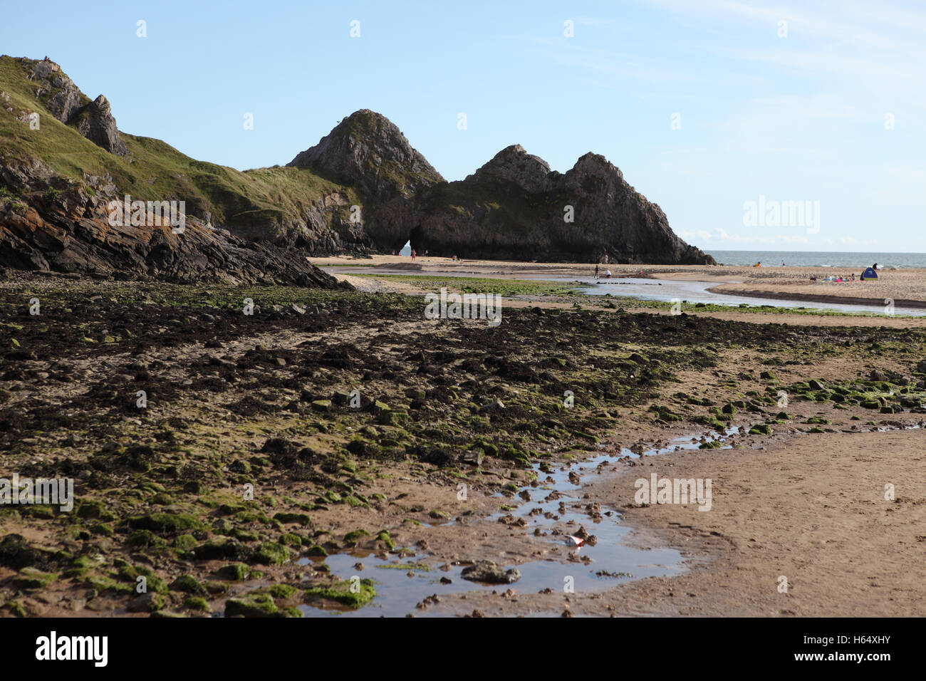 The beach and three cliffs of the Three Cliffs Bay the Pennard Pill ...