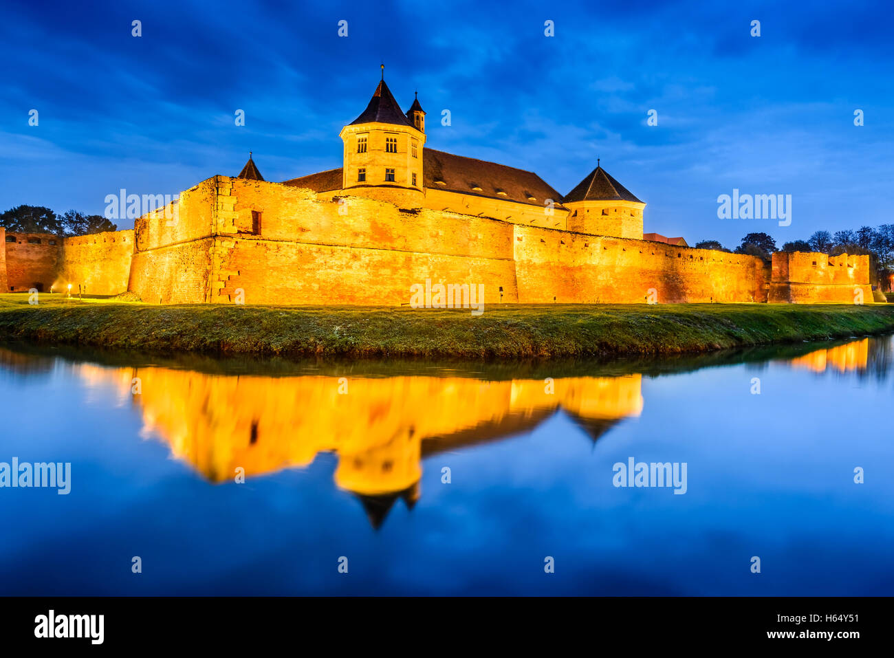 Fagaras, Romania. Cloudy scenery with Fagaras Citadel, built in ...