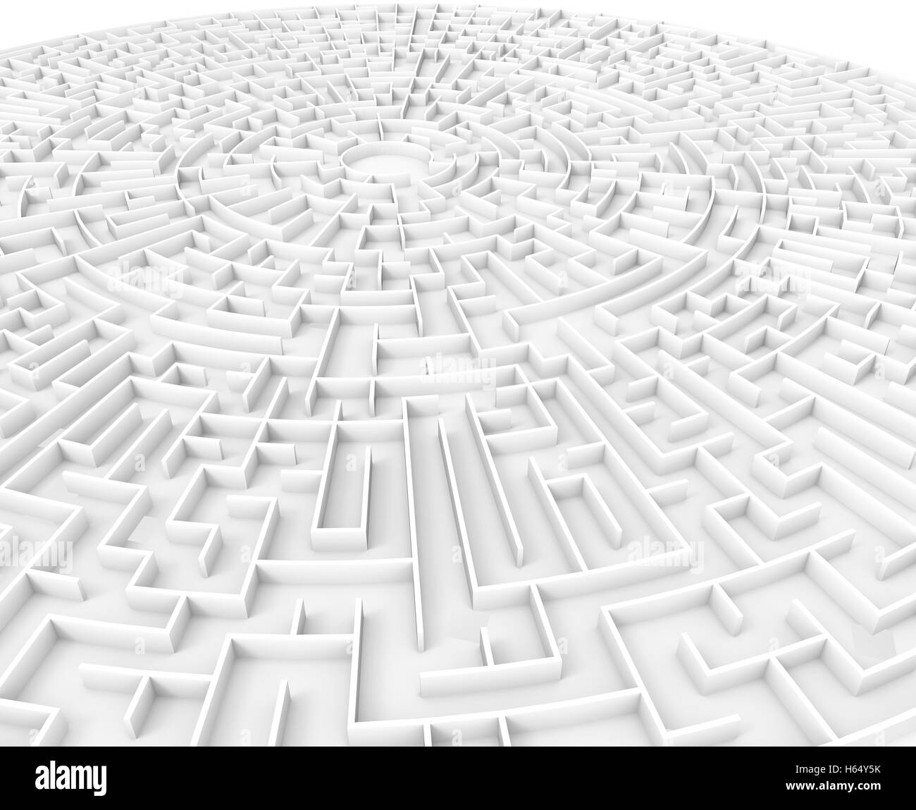 3d rendering maze, huge round maze template isolated on white floor ...