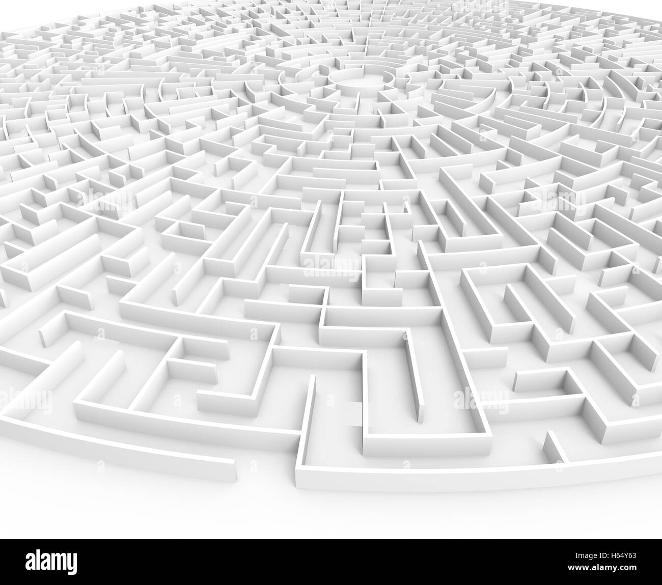 3d rendering maze, huge round maze template isolated on white floor ...