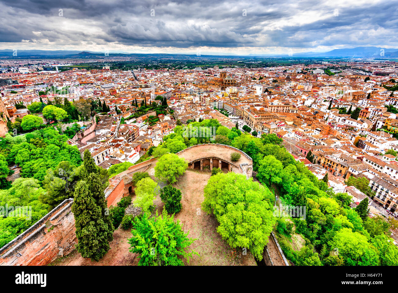 Granada, Andalusia, Spain. View of Albayzin ( Albaicin) from Alcazaba ...