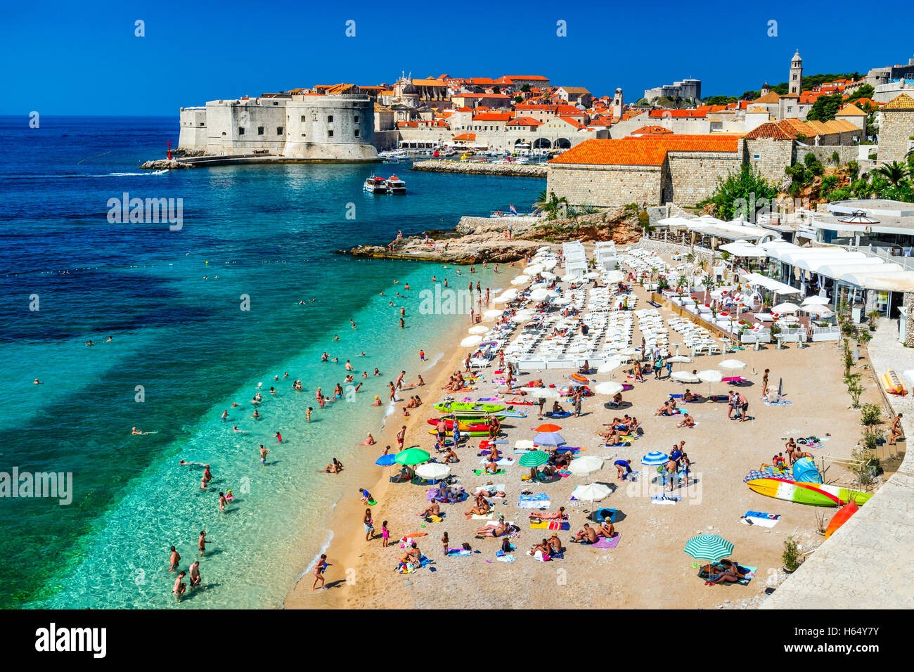 Dubrovnik, Croatia. Panoramic view on the old town (medieval Ragusa ...