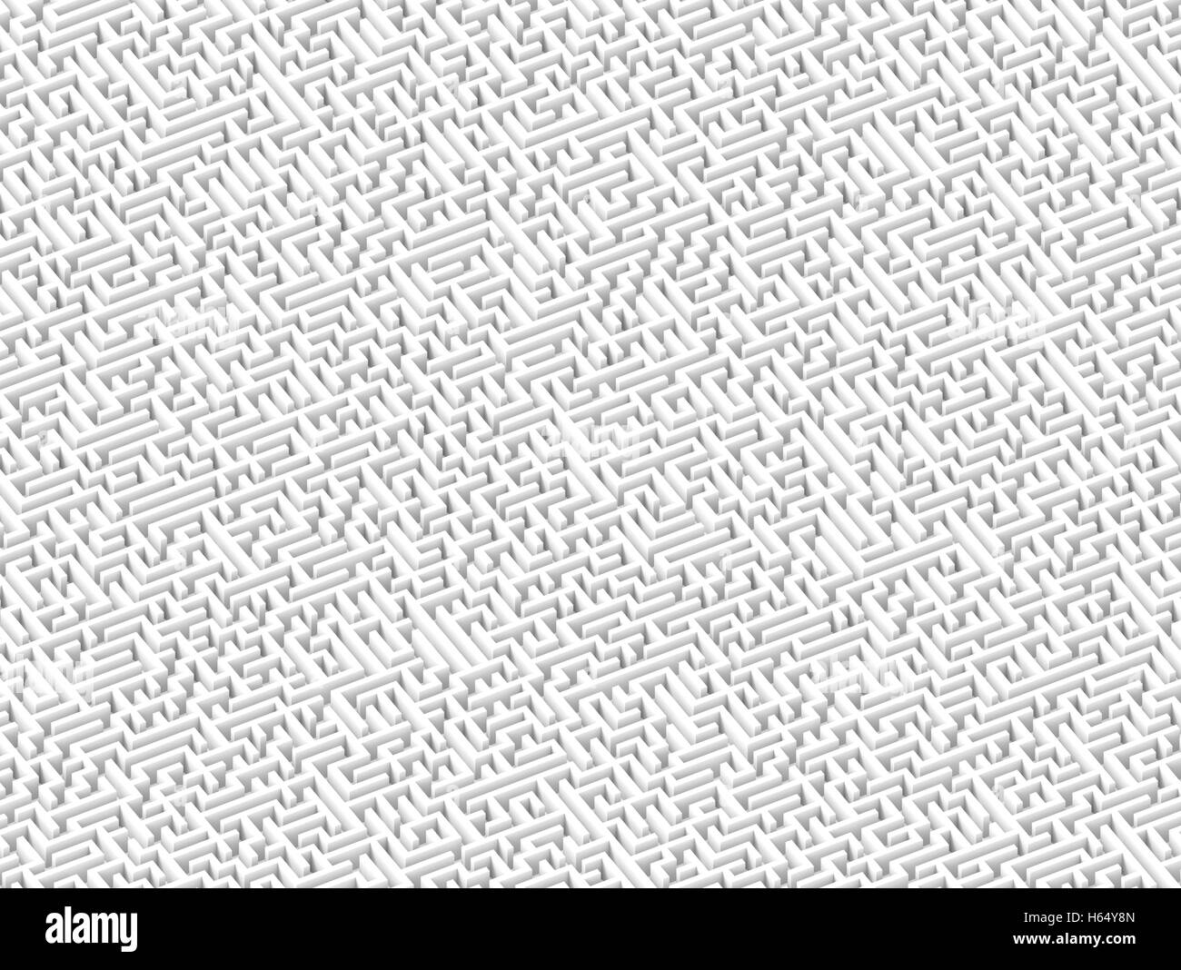 3d rendering maze, top view of extremely huge maze template isolated on ...