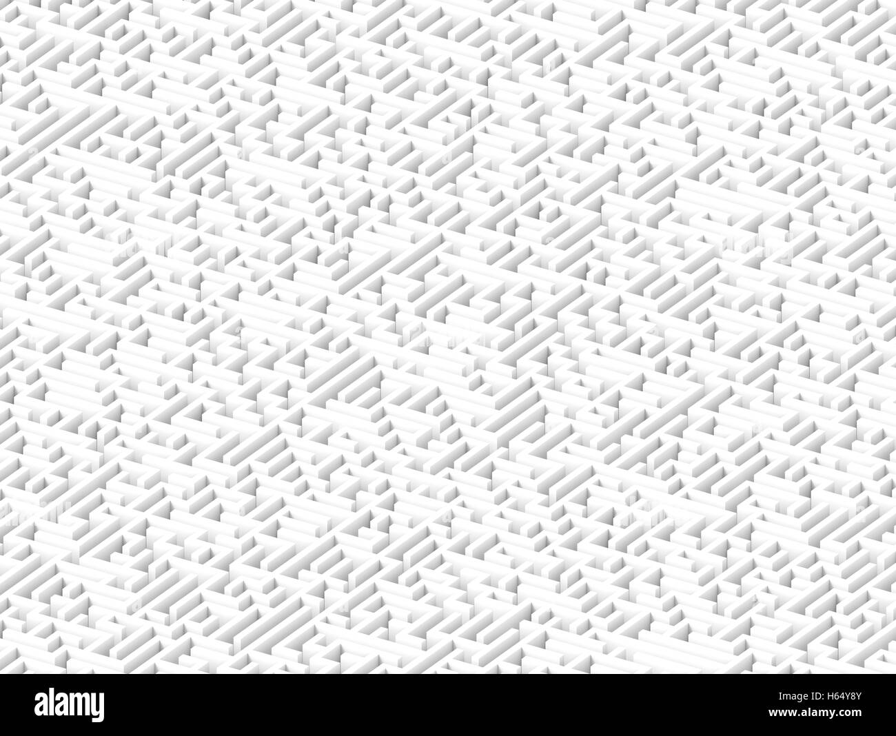 3d rendering maze, top view of extremely huge maze template isolated on ...