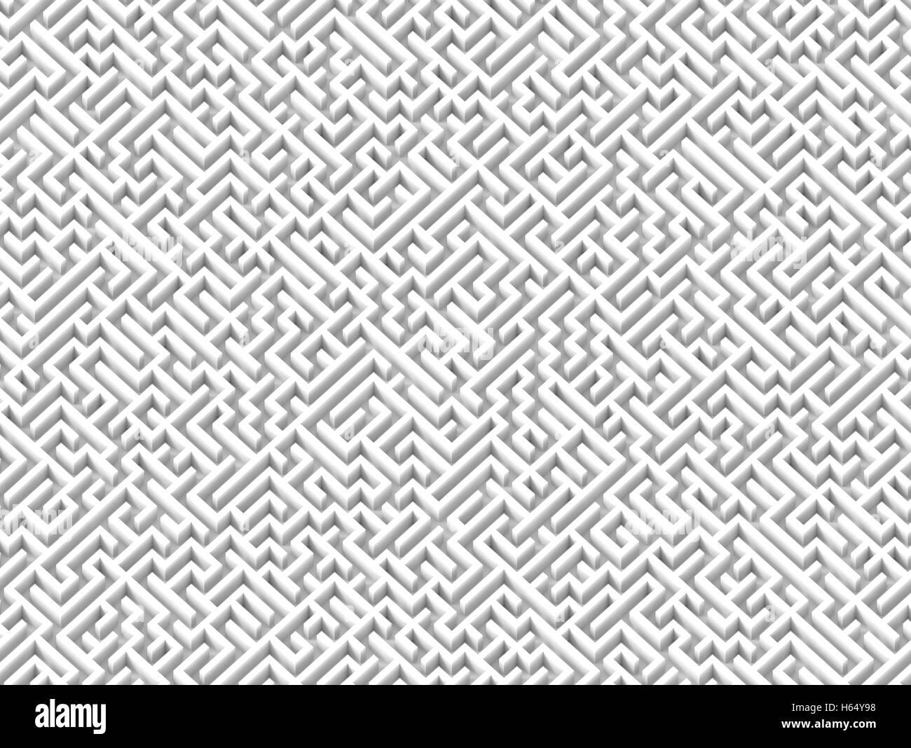 3d rendering maze, top view of extremely huge maze template isolated on ...