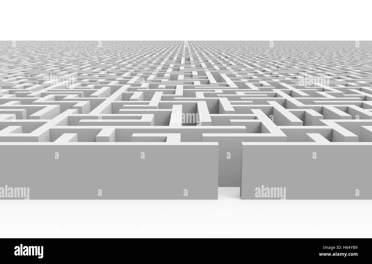3d rendering maze, huge maze template isolated on white floor Stock ...