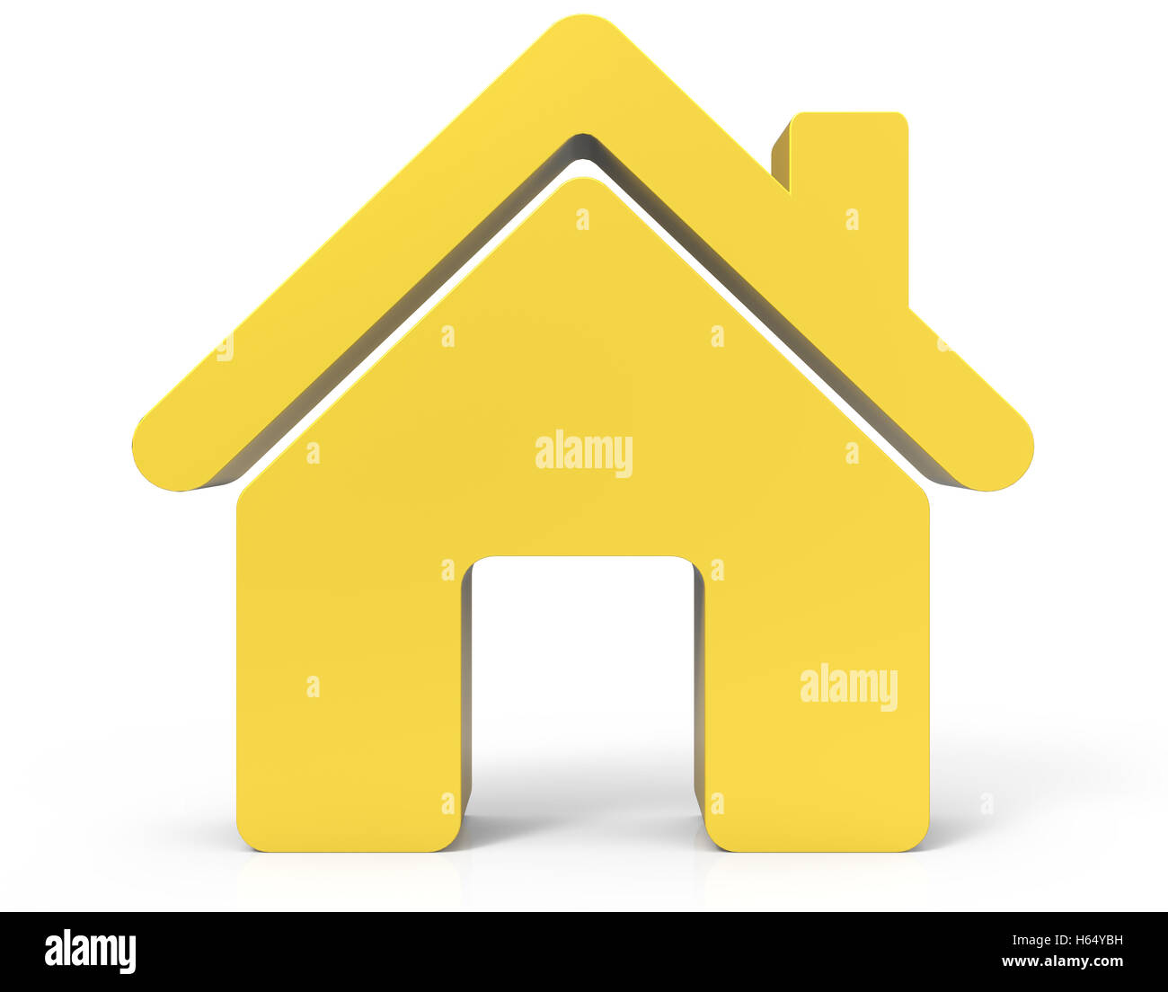 yellow house icon, isolated on white background, 3d rendering Stock ...