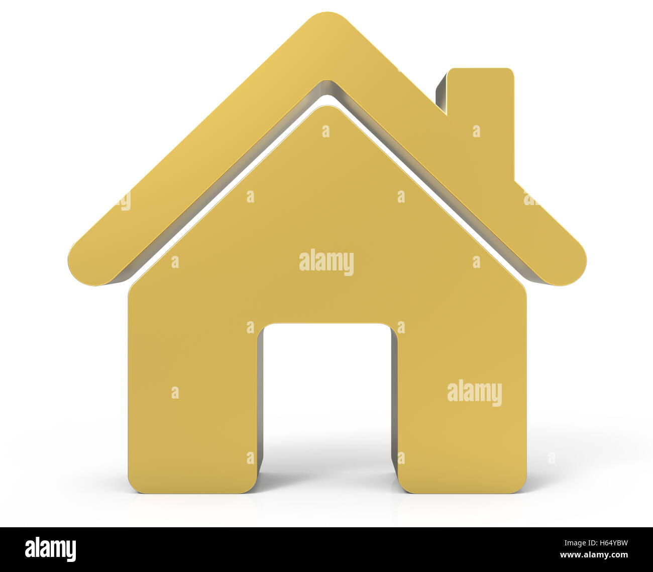 yellow house icon, isolated on white background, 3d rendering Stock ...
