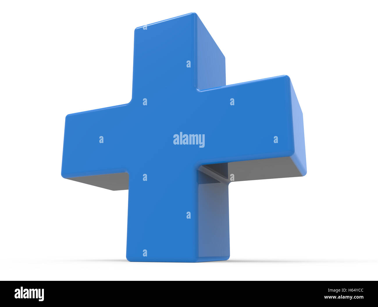 blue plus sign isolated on white background, right leaning, 3d ...