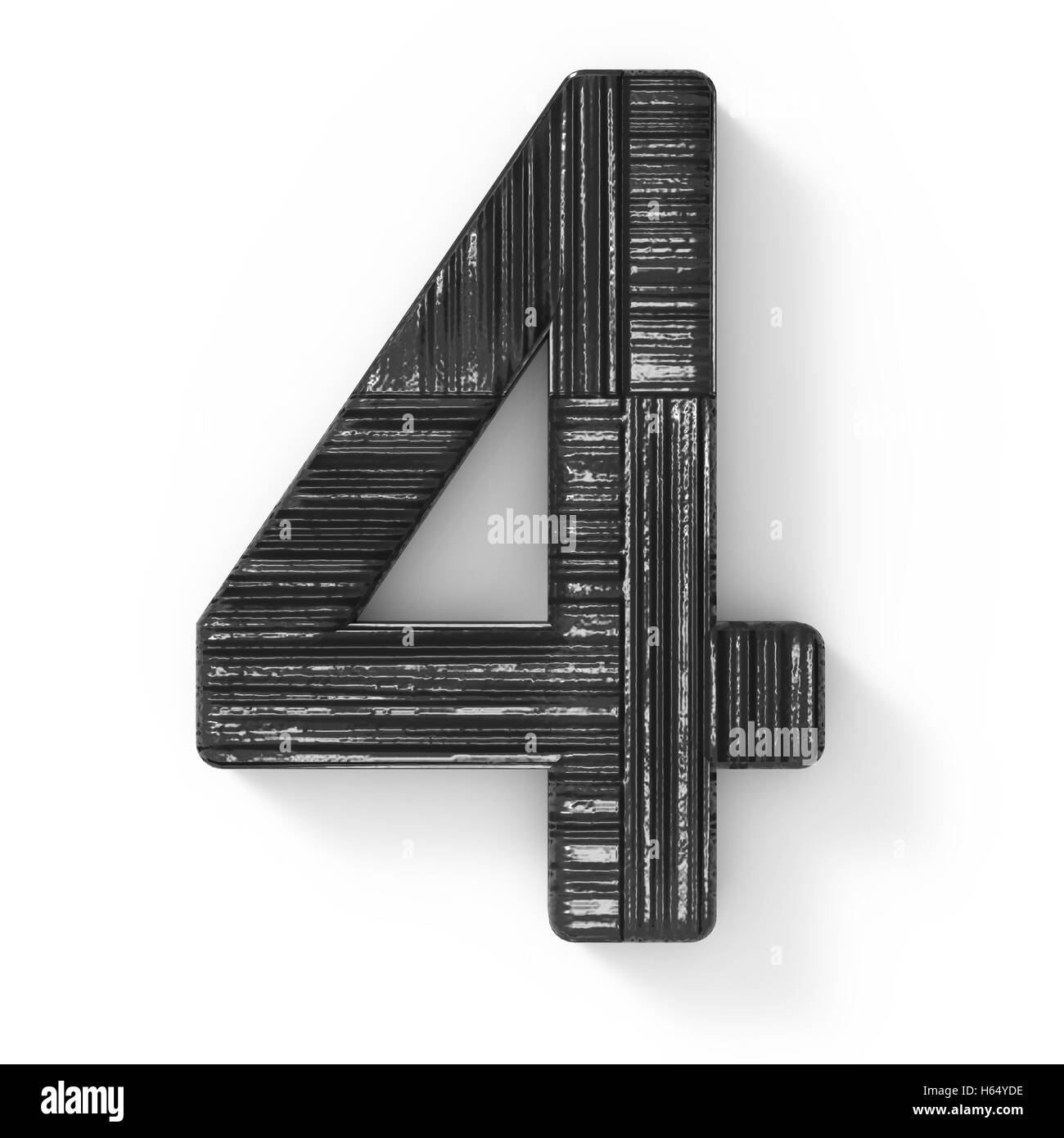 3d rendering black wooden number 4 isolated white background Stock ...