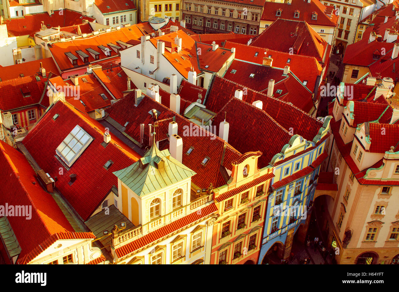 Red Prague roofs Stock Photo - Alamy