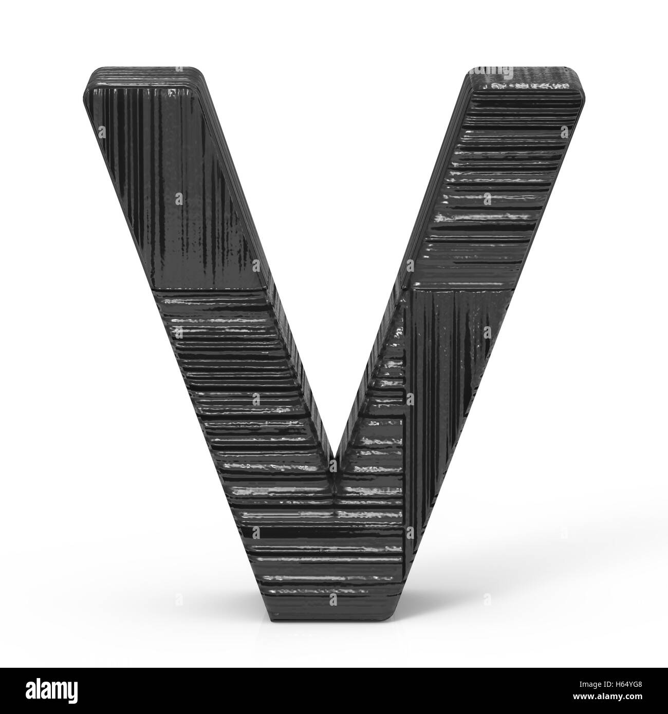 3d rendering black wooden letter V isolated white background Stock ...