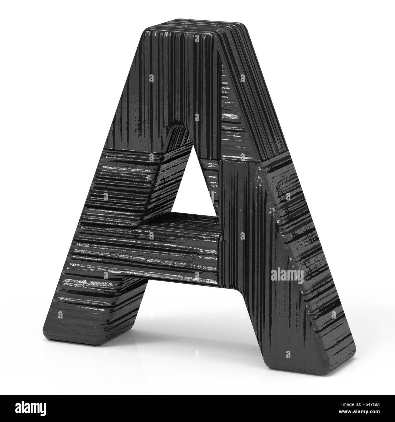 right leaning 3d rendering black wooden letter A isolated white ...