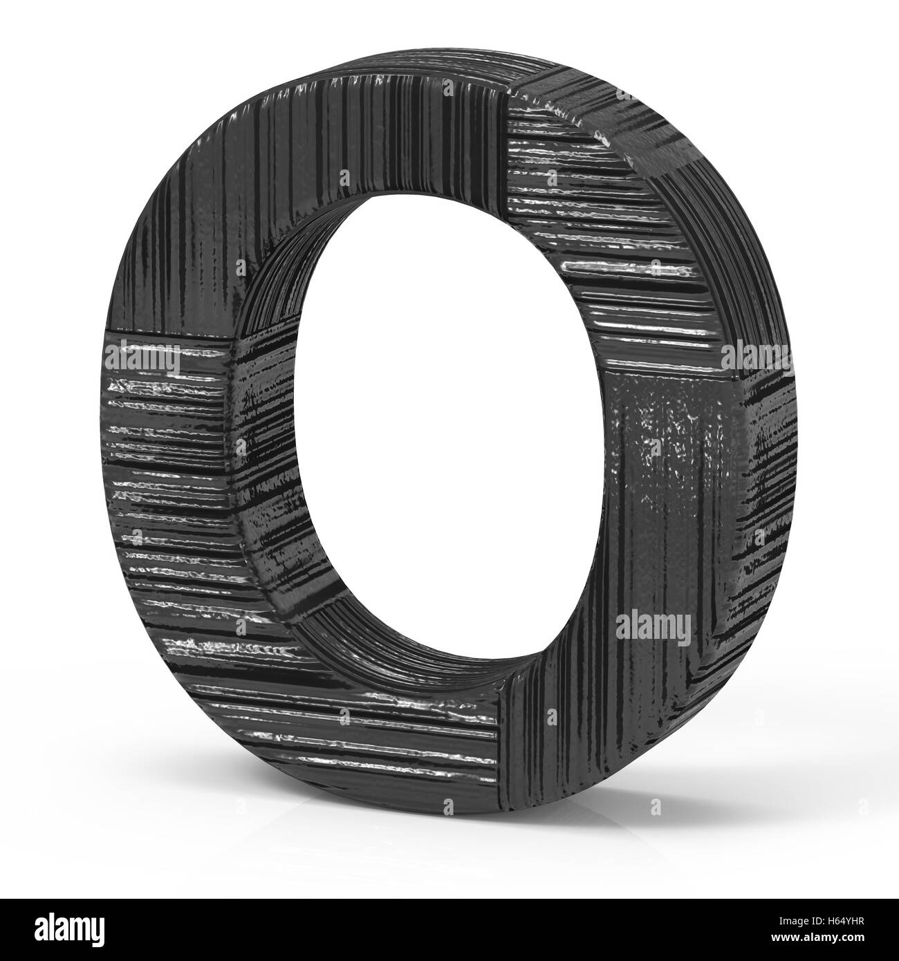 right leaning 3d rendering black wooden letter O isolated white ...