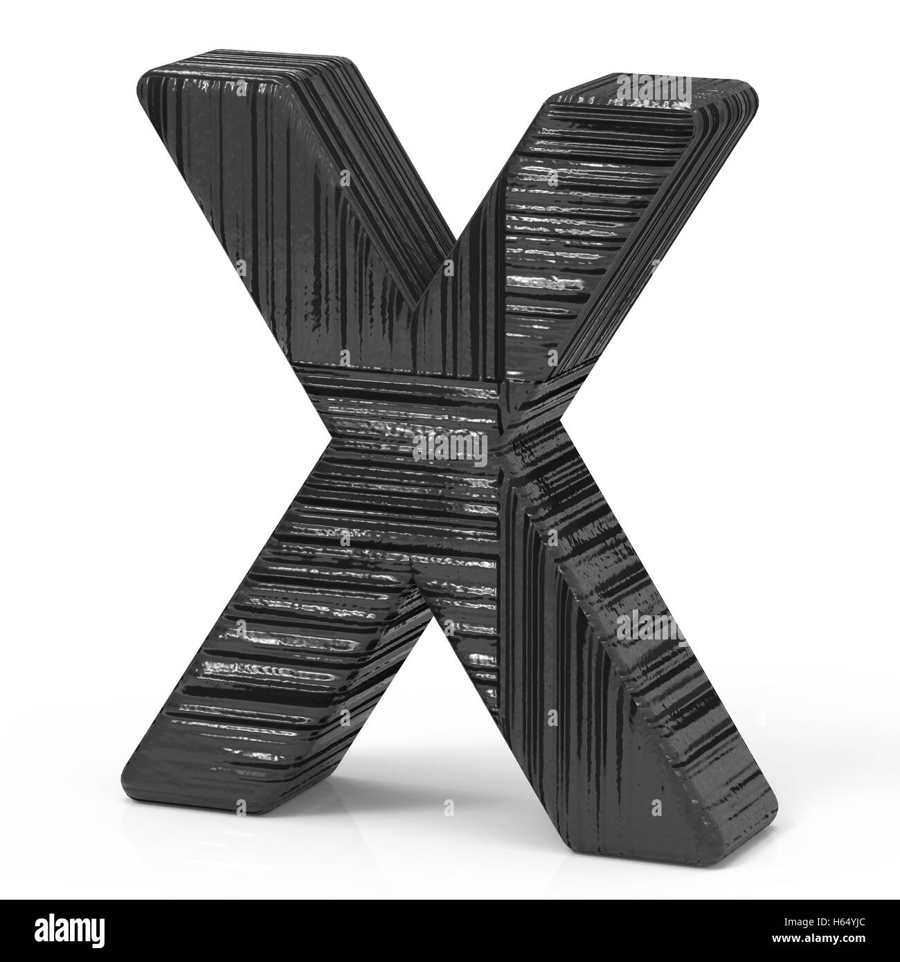 right leaning 3d rendering black wooden letter X isolated white ...