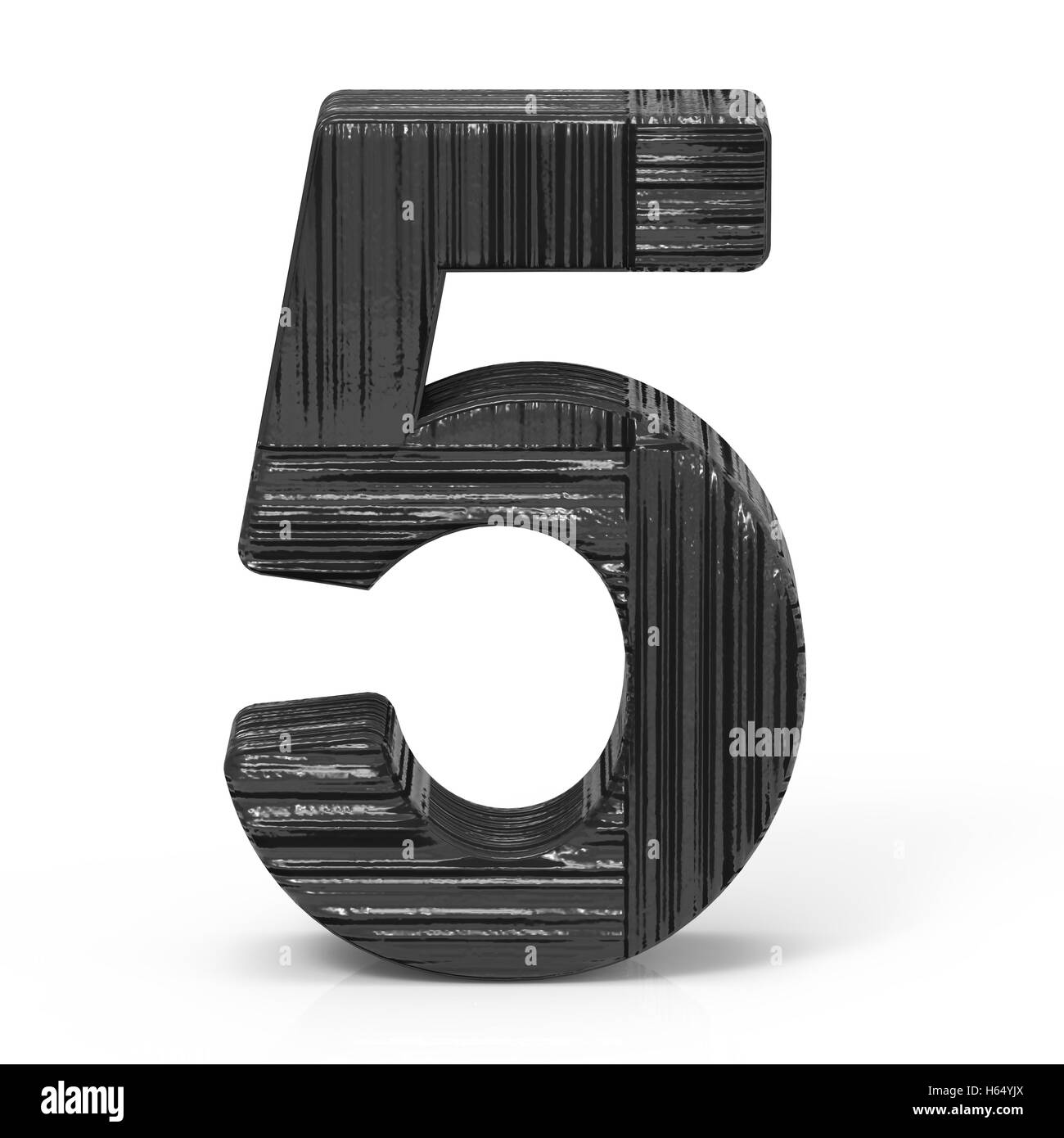 3d rendering black wooden number 5 isolated white background Stock ...